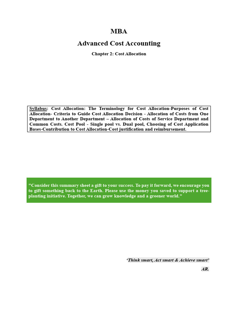 Chapter 2. Cost Allocation | PDF | Economies | Business