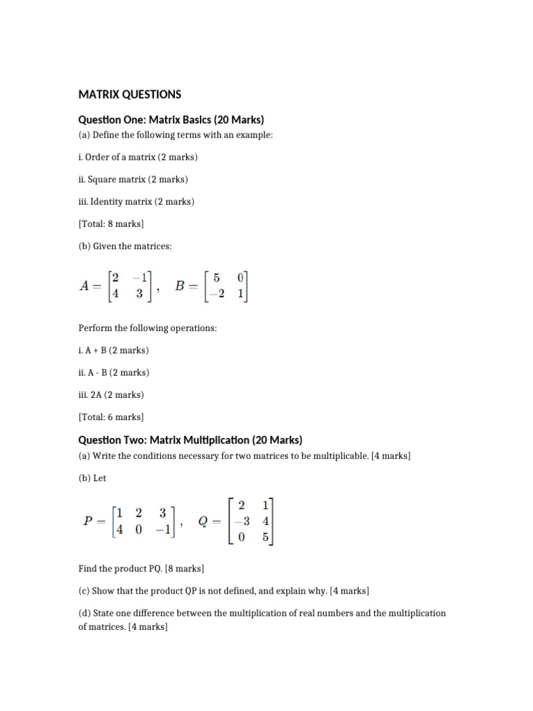Matrix Operations and Applications Guide | PDF