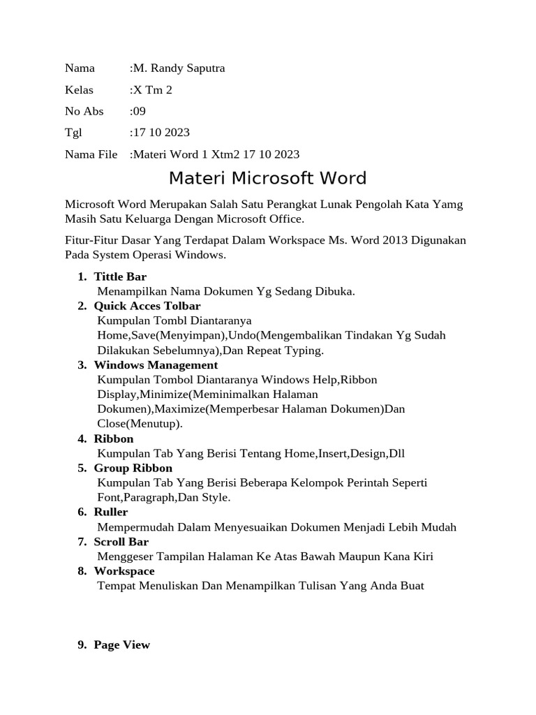 Fitur Dasar Microsoft Word 2013 | PDF