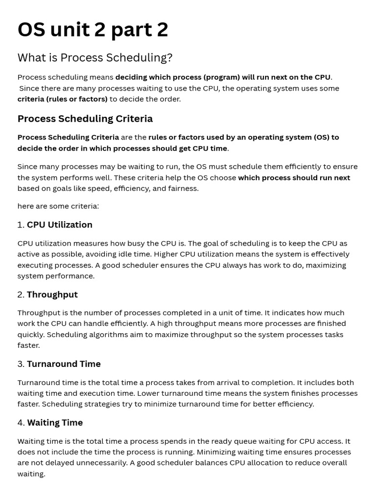 OS Unit 2 Part 2 | PDF | Scheduling (Computing) | Process (Computing)