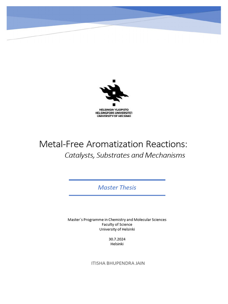 Metal-Free Aromatization Reactions | PDF | Chemical Reactions | Catalysis