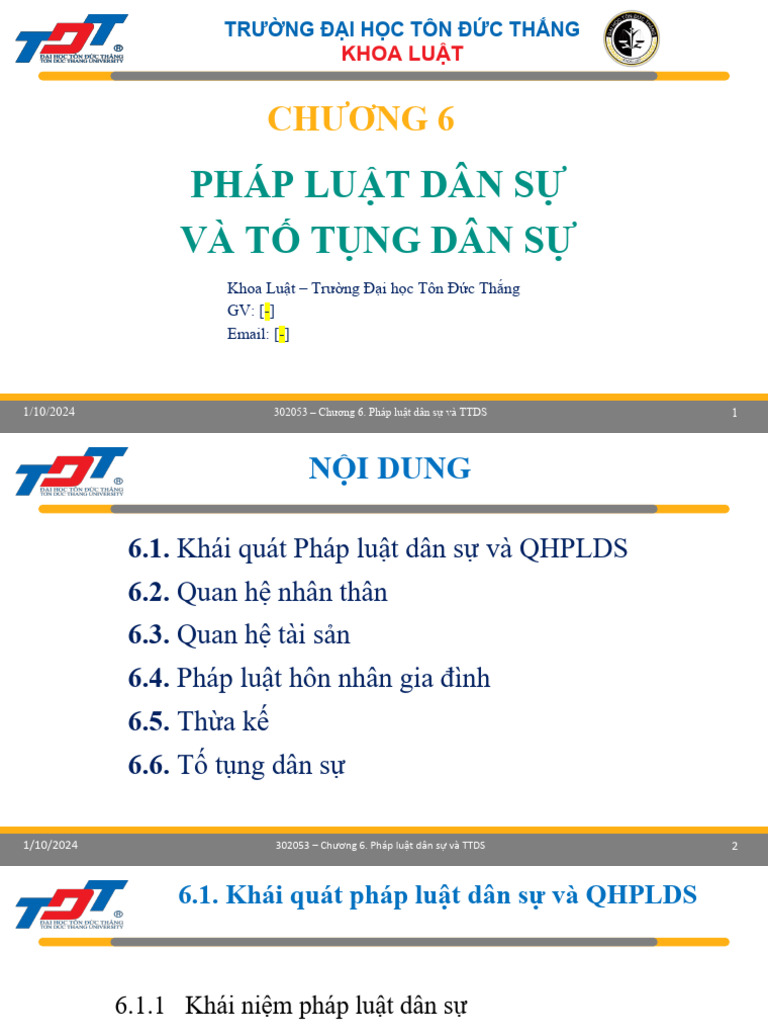 302053_chương 6_pháp Luật Dân Sự Và Ttds_v10 | PDF