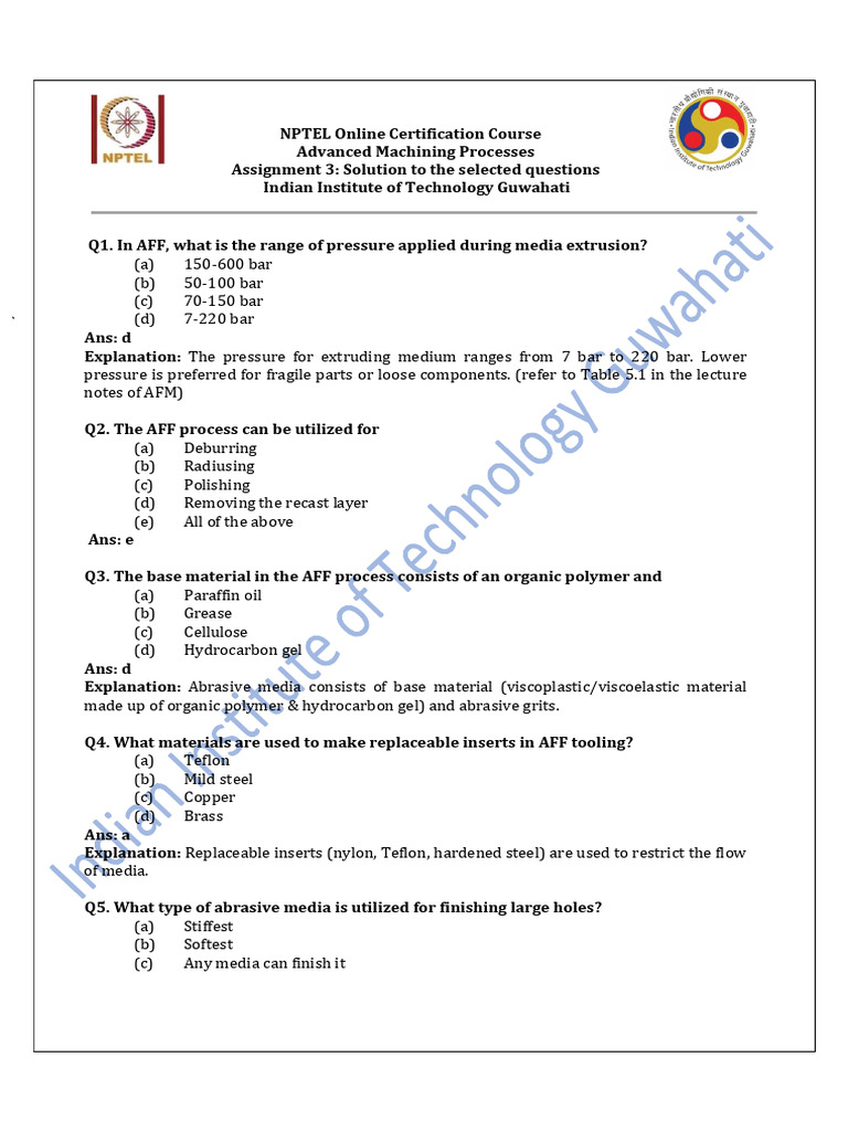 Advanced Machining Processes Solutions | PDF | Fluid | Stress (Mechanics)