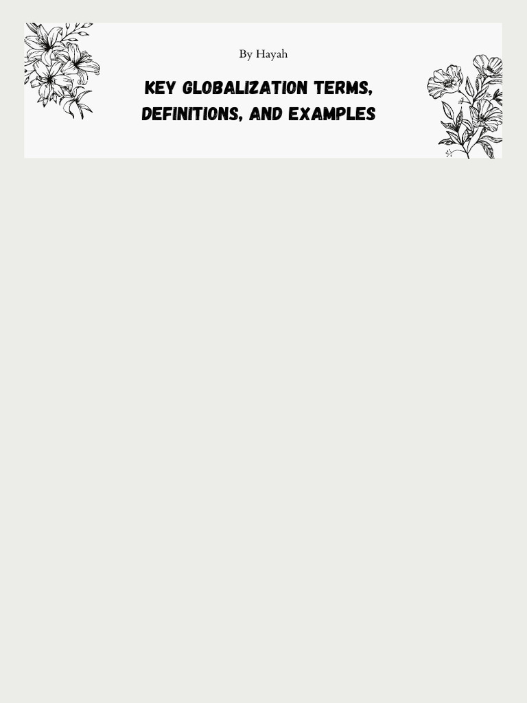Essential Globalization Terms Explained | PDF | Exports | Foreign ...
