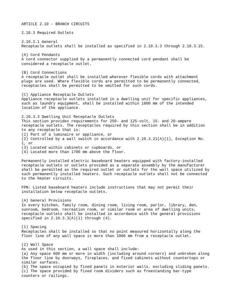 Section 2.10.3 Required Outlets | PDF | Countertop | Garage (Residential)