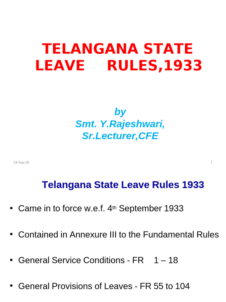 Telangana State Leave Rules 1933 | PDF | Salary | Parental Leave