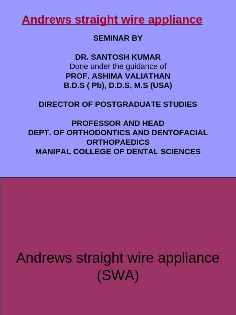 Andrew's Straight Wire Appliance | PDF | Orthodontics | Mouth