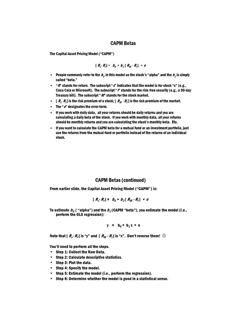 Chap009 CAPM Betas and OLS | PDF | Capital Asset Pricing Model | Errors ...