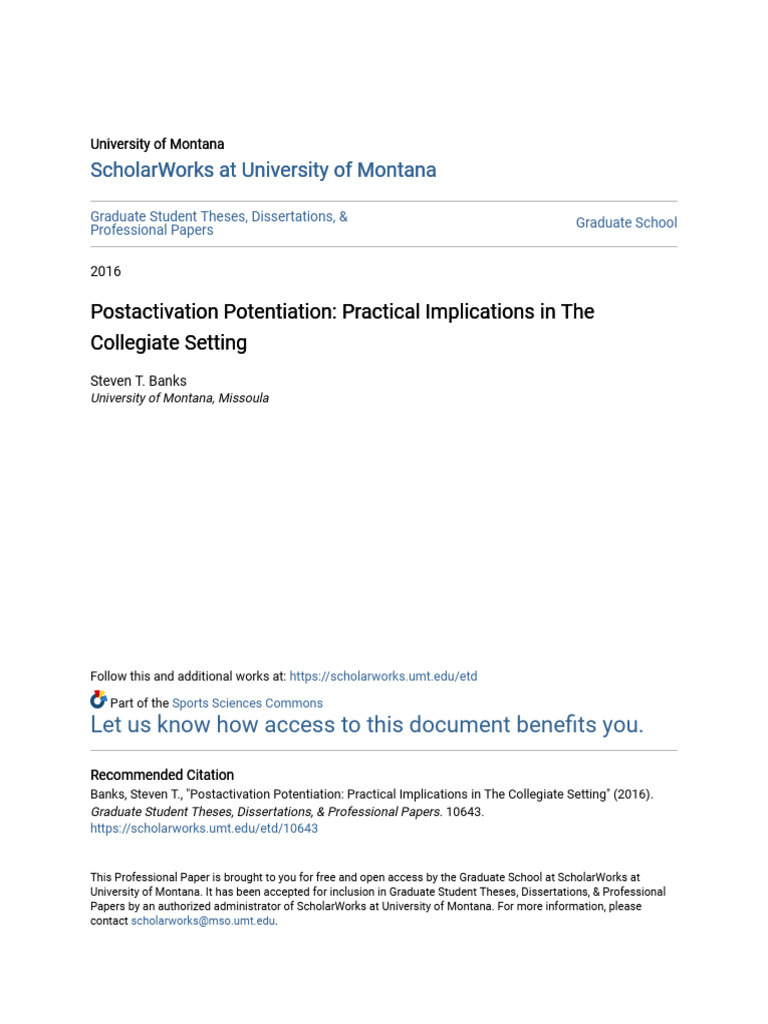 Postactivation Potentiation - Practical Implications in The Colleg ...