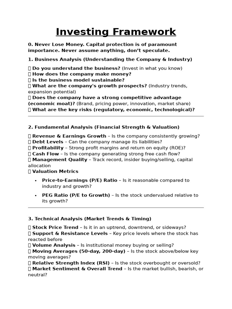 Stock Investment Evaluation Checklist | PDF | Investing | Economies