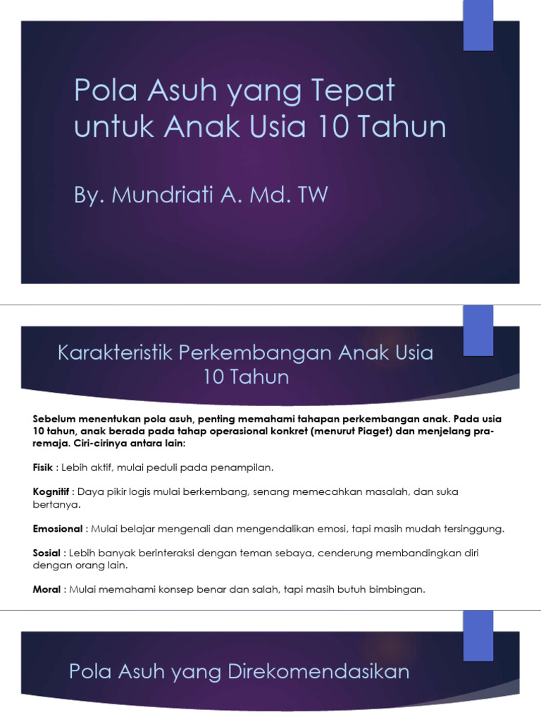 Pola Asuh Ideal untuk Anak 10 Tahun | PDF