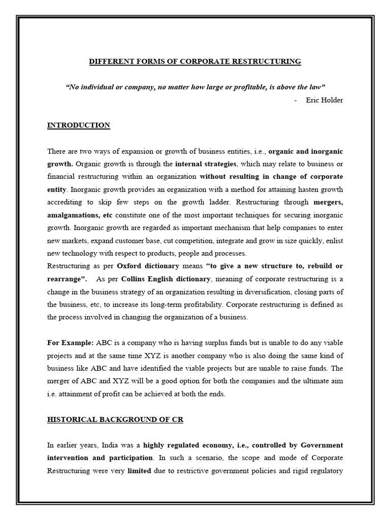 Understanding MNA in Corporate Restructuring | PDF | Mergers And ...