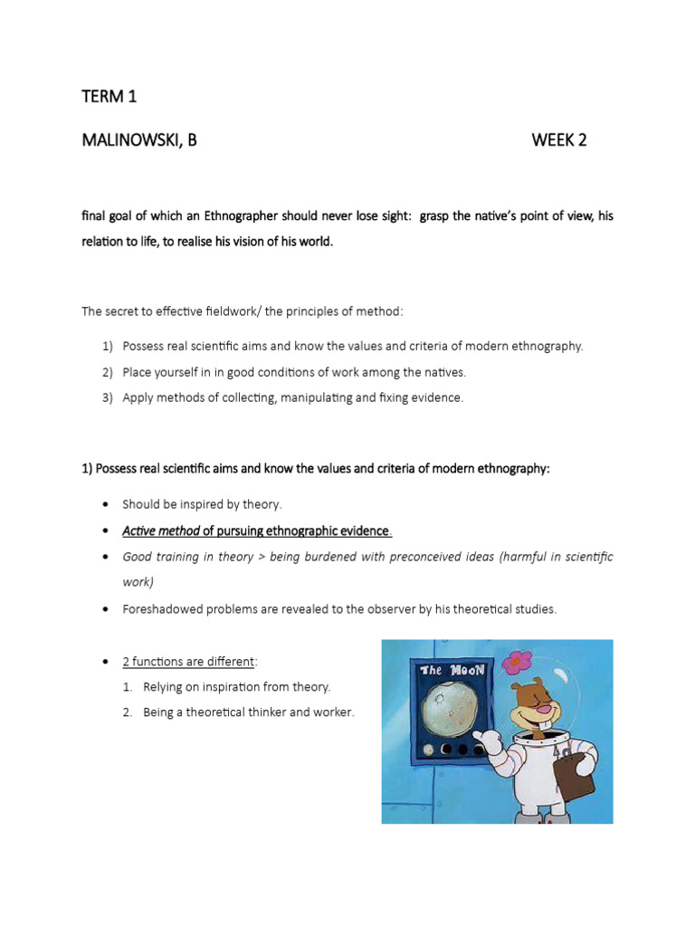 Term 1 Week 2 B Malinowski Reading | PDF | Ethnography | Field Research