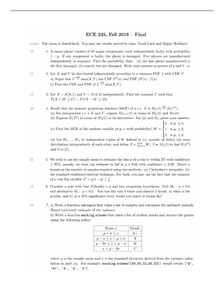 ECE 225A Final Exam Practice Guide | PDF