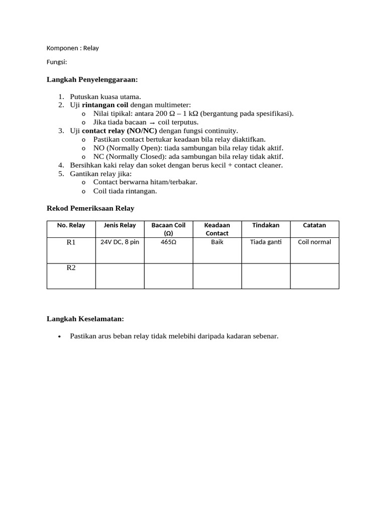 Contoh Komponen Relay | PDF
