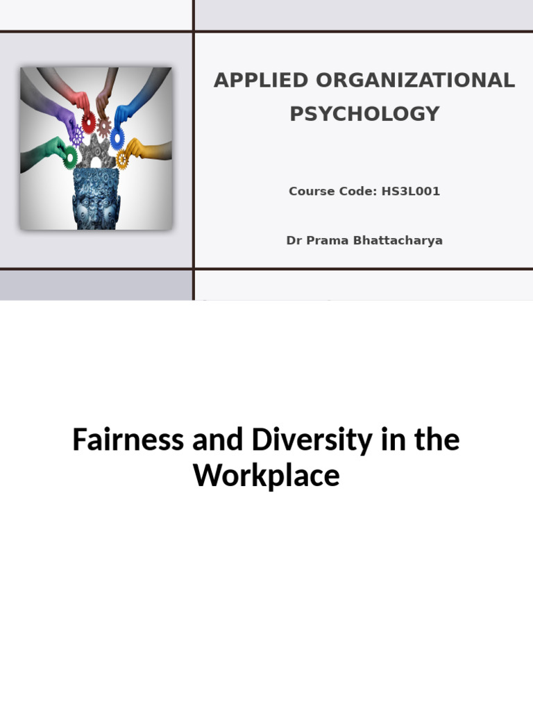 Fairness and Diversity in Organizations | PDF | Justice | Crime & Violence