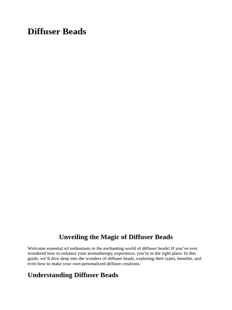 Exploring Diffuser Beads for Aromatherapy | PDF | Aromatherapy | Bead