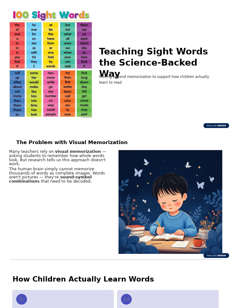 Teaching Sight Words The Science Backed Way | PDF | Learning | Written ...