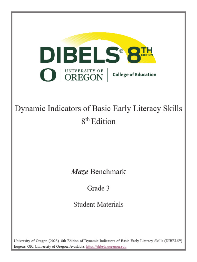 DIBELS 8th Edition Maze Benchmark | PDF