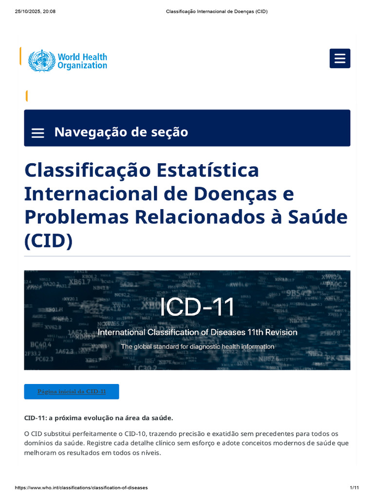Evolução da Classificação CID-11 | PDF