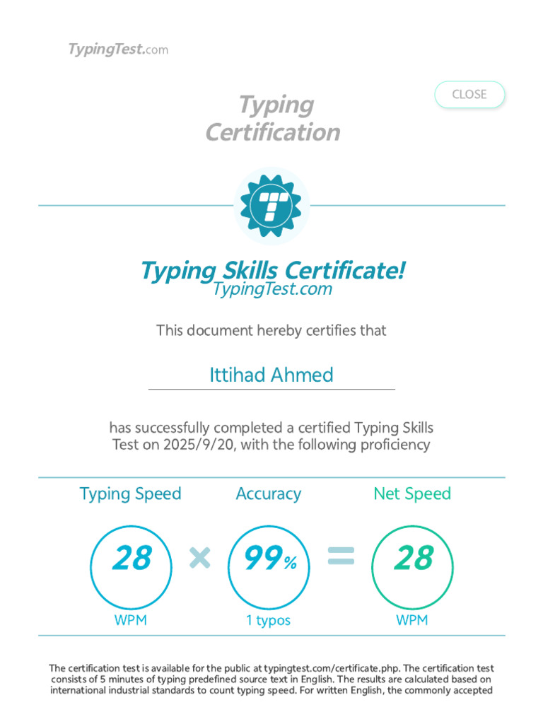 Typing Certification | PDF