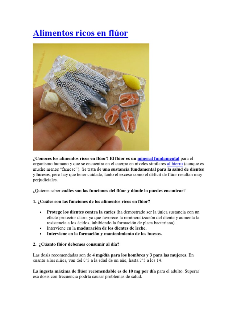 Alimentos Ricos en Flúor | PDF | Flúor | Diente humano