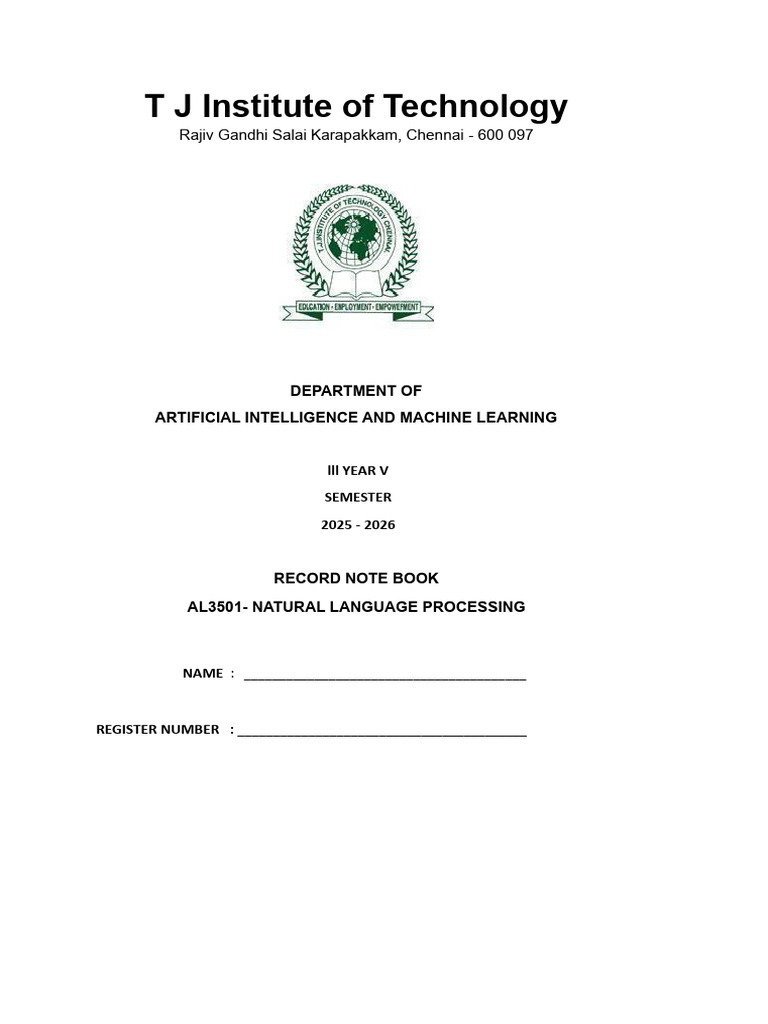 NLP Lab Manual | PDF