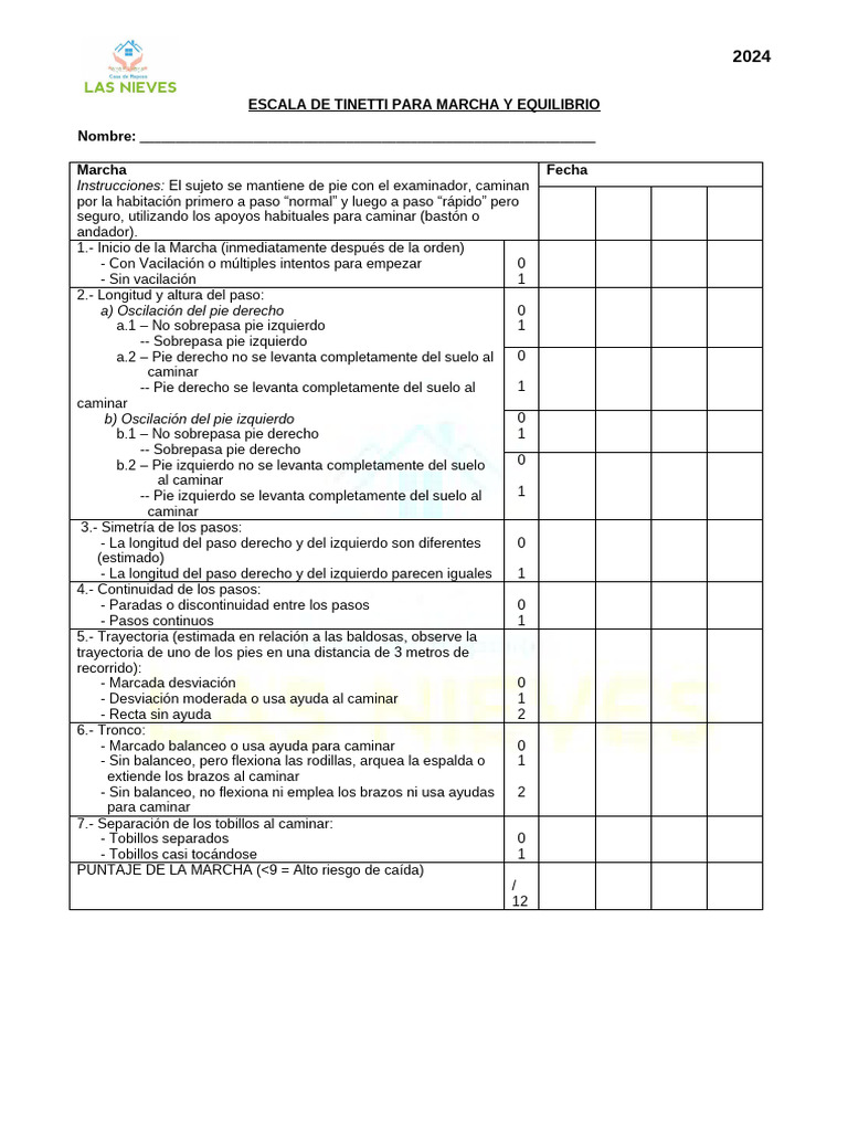 Escala Tinetti: Evaluación de Marcha y Equilibrio | PDF