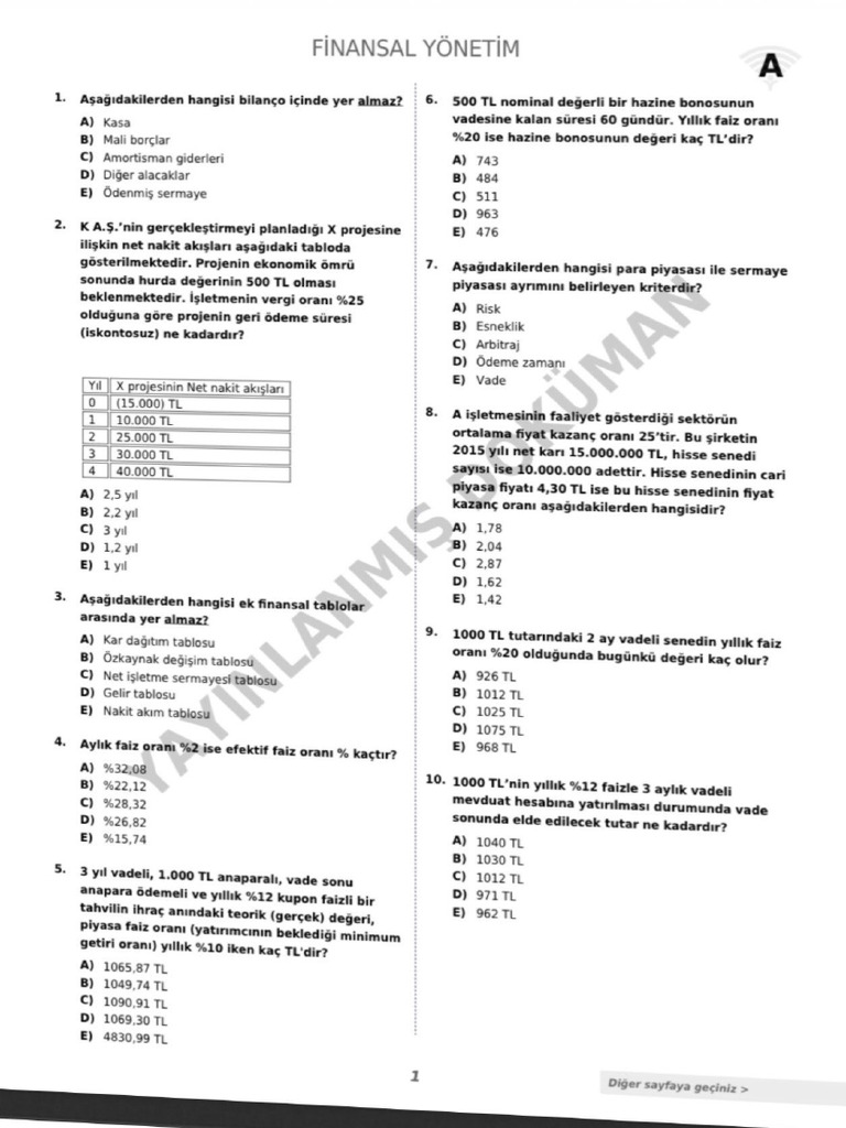 Finansal Yönetim 2022 Vize | PDF