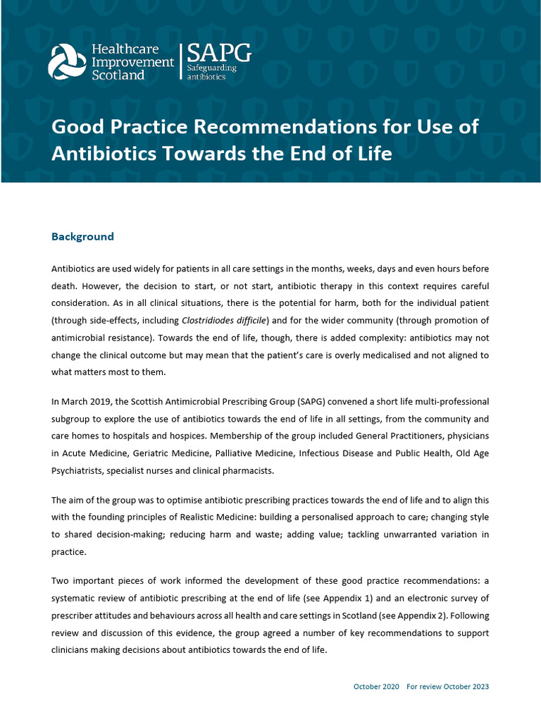 Antibiotic Use Recommendations End of Life | PDF | End Of Life Care ...
