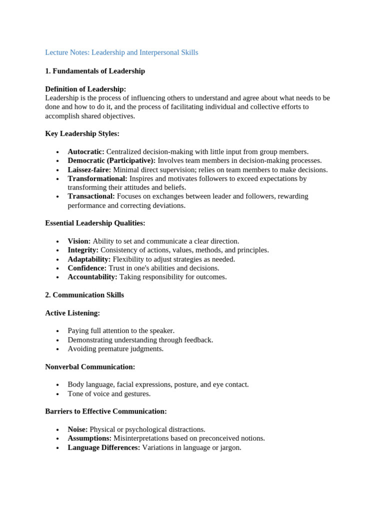 Leadership and Interpersonal Skills Guide | PDF | Leadership | Motivational