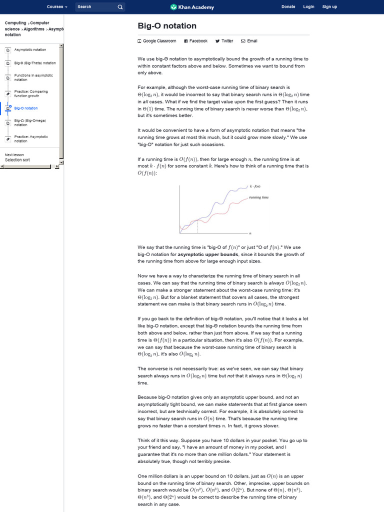 Big-O Notation (Article) - Algorithms - Khan Academy | PDF ...