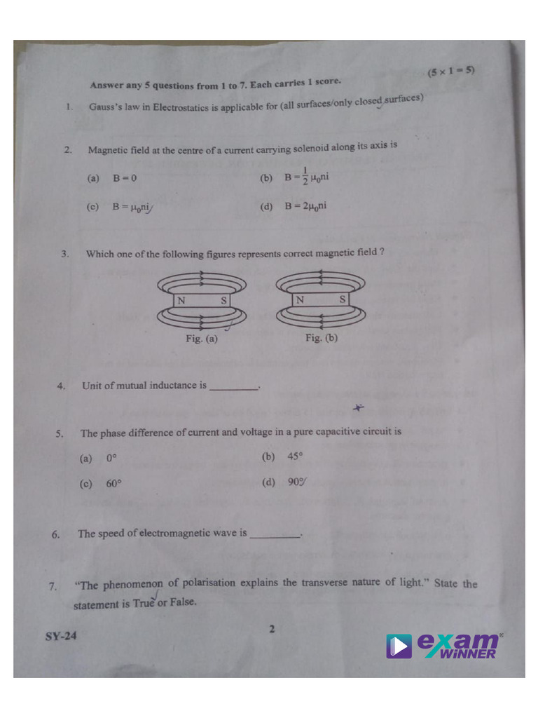 Examwinner.com Plustwo Hss Physics Question Paper | PDF