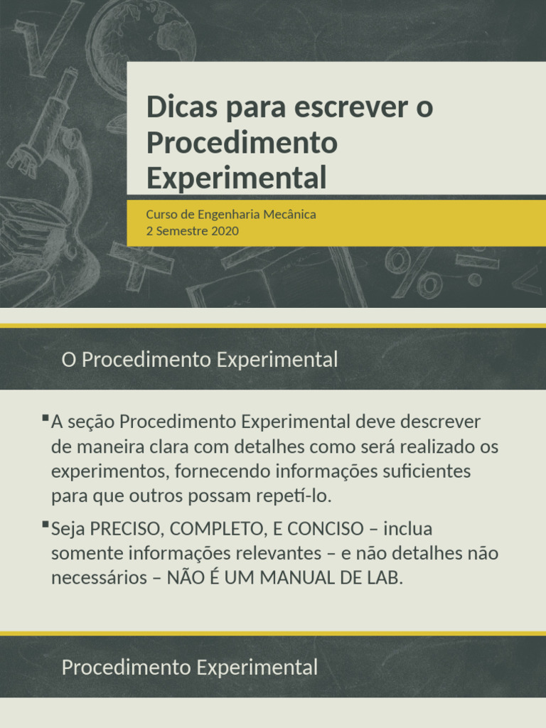 Aula 4 - Dicas Para Escrever a Metodologia Experimental (1) | PDF ...