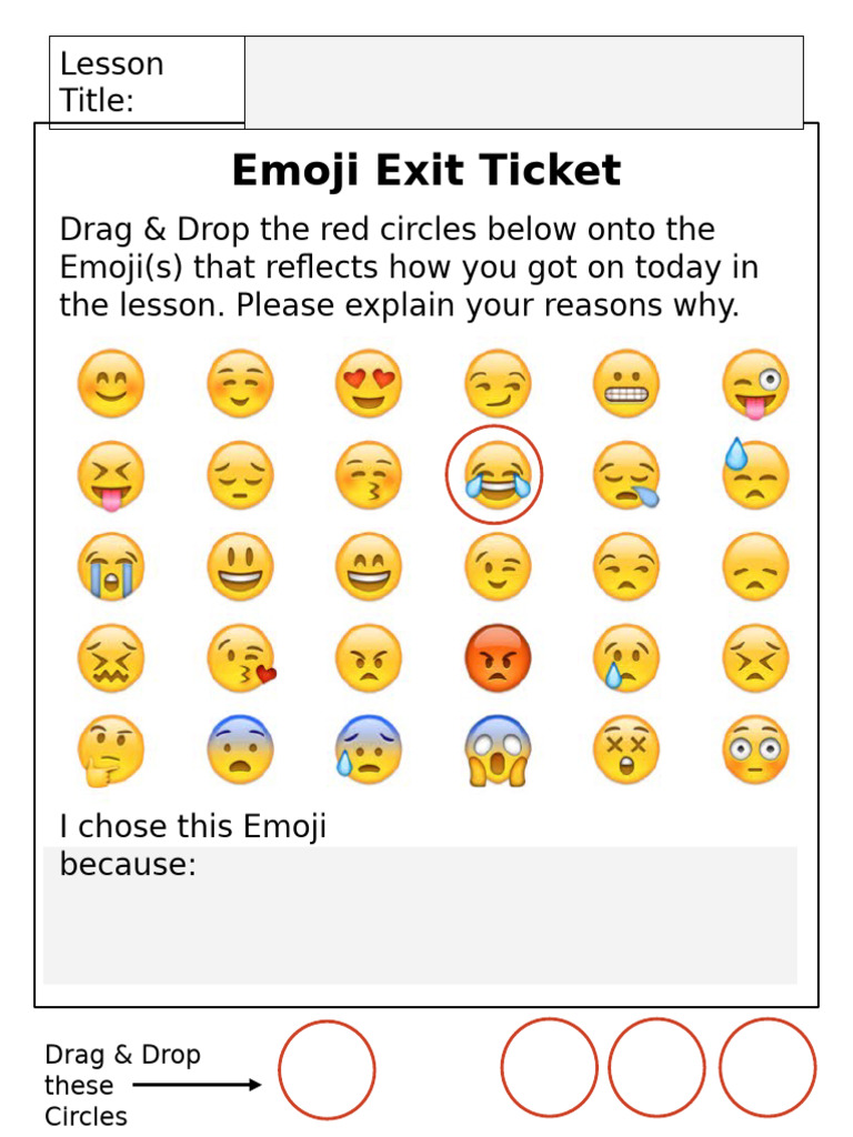 Emoji Exit Ticket Closure | PDF