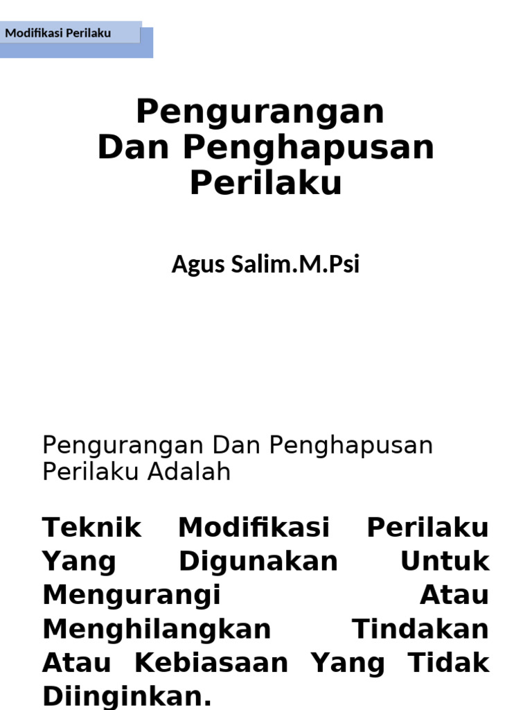 Teknik Pengurangan Perilaku Anak | PDF