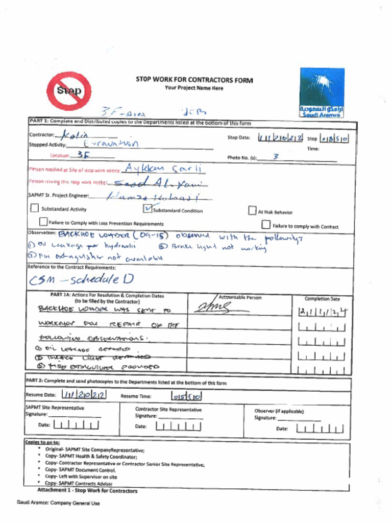 Stop Work Notice 3f Area | PDF