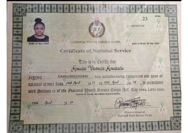 Nysc Certificate | PDF