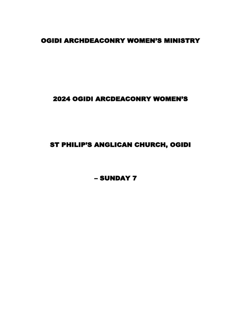 Ogidi Archdeaconry Women Conference Reports From Churches Diocese On ...