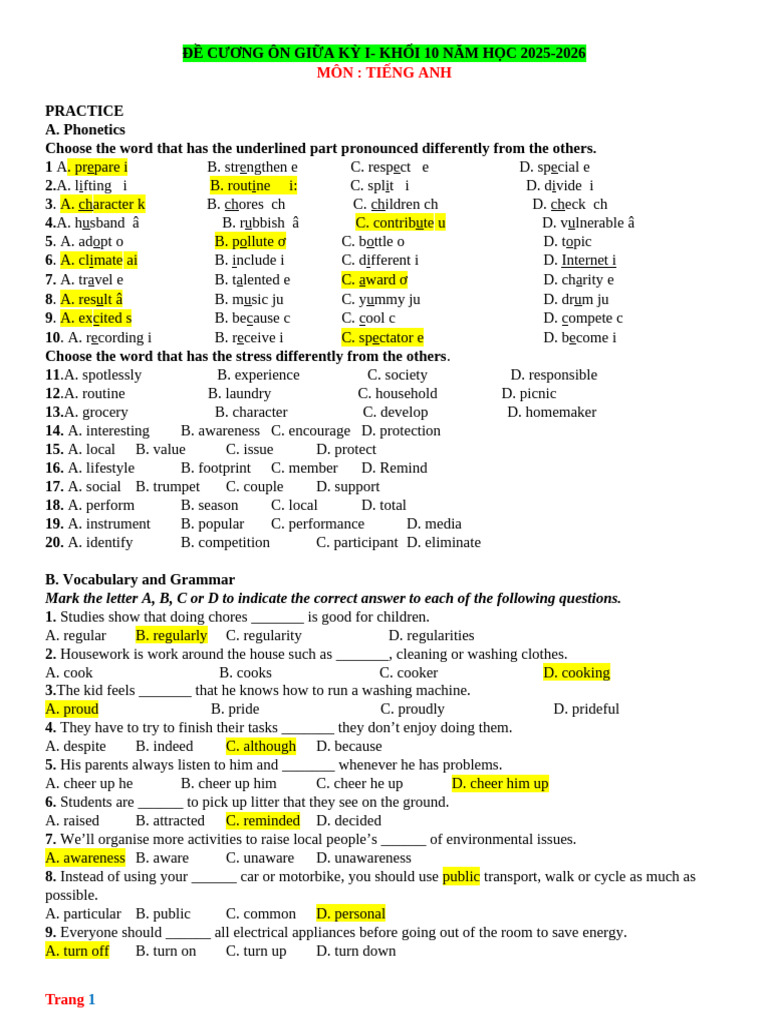 De Cuong Anh 10 Global Nam Hoc 25 26 | PDF | Climate Change | Family