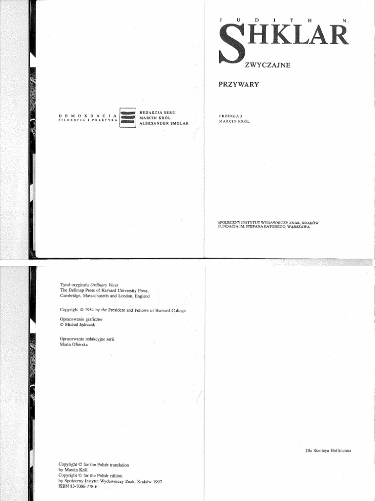 Shklar, Zwyczajne Przywary | PDF