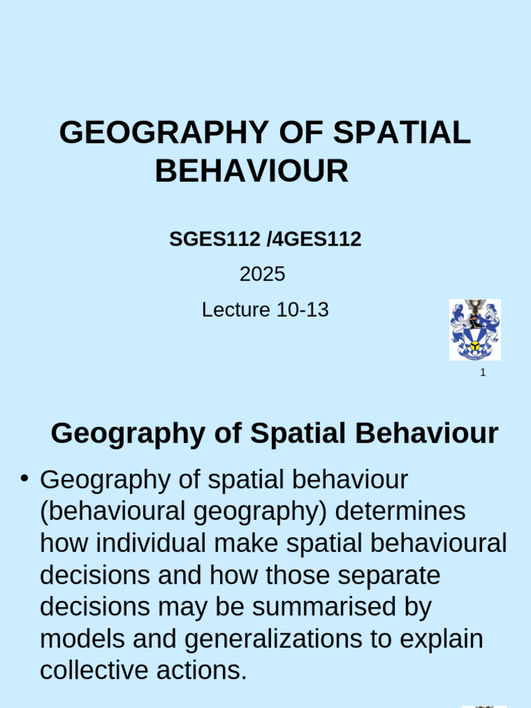 Topic 10 Geography of Spatial Behaviour | PDF | Human Migration ...