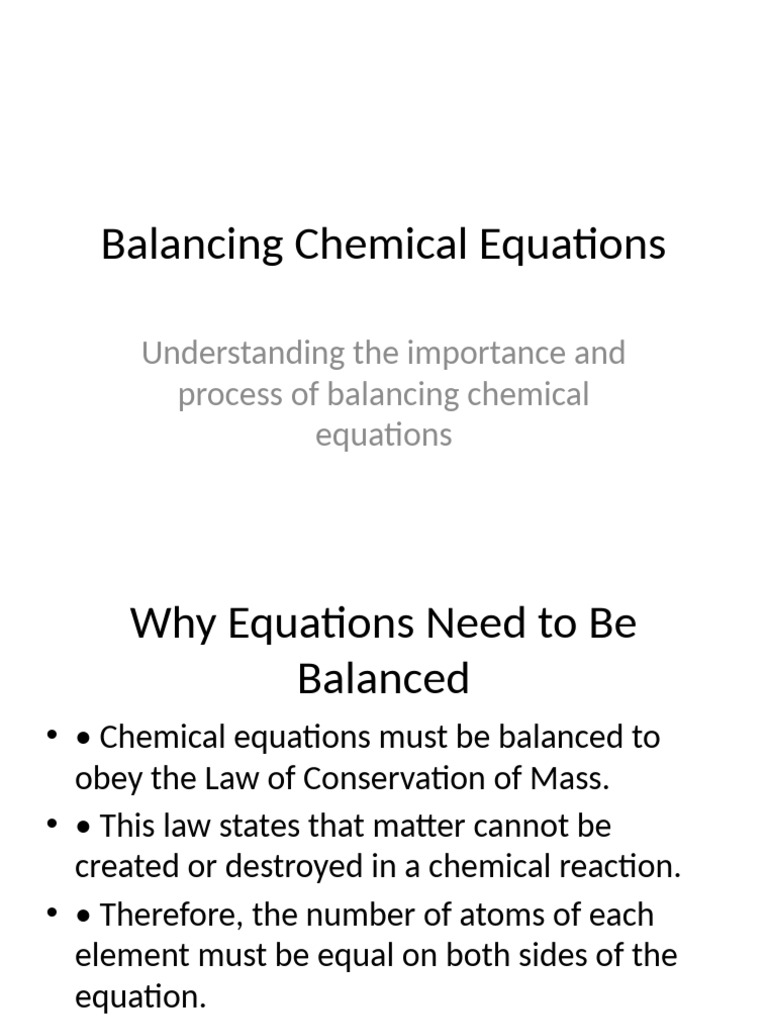 Balancing Chemical Equations Explained | PDF