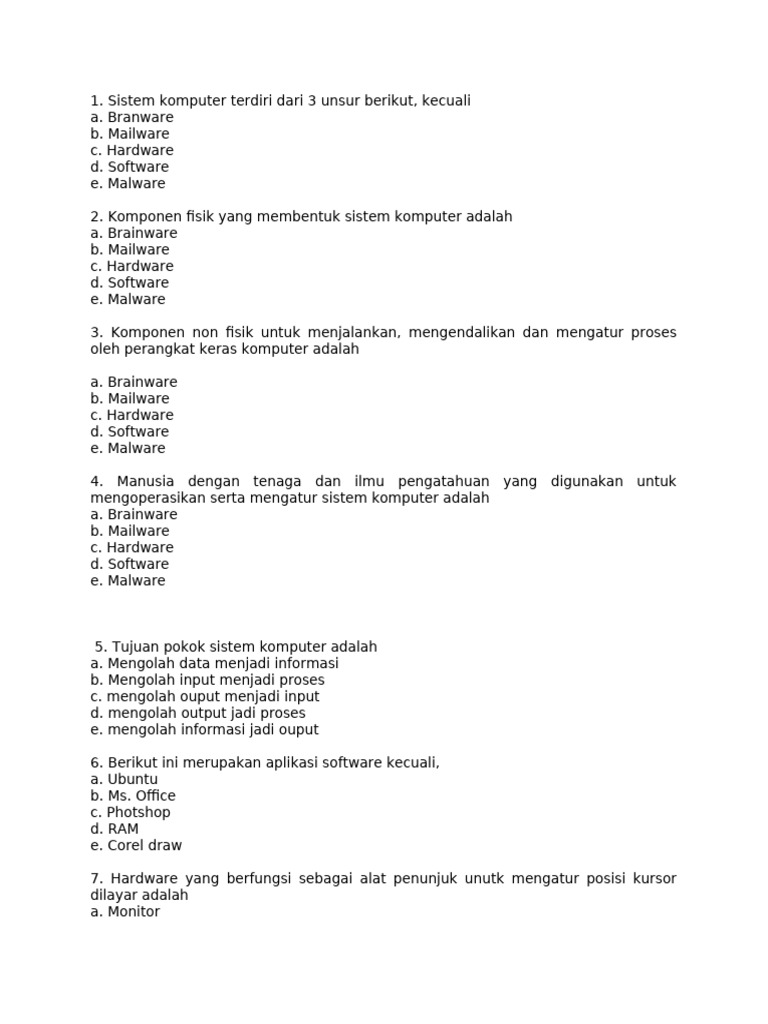 Unsur dan Komponen Sistem Komputer | PDF