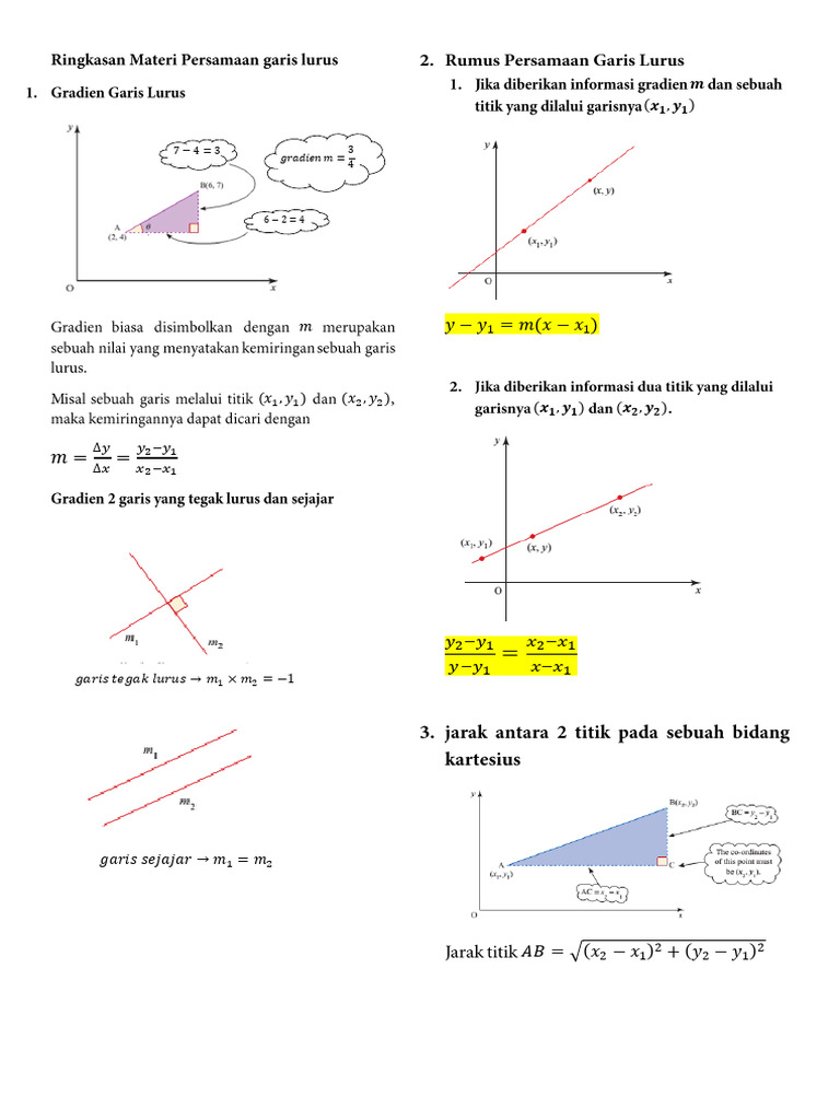 Rumus dan Gradien Garis Lurus | PDF
