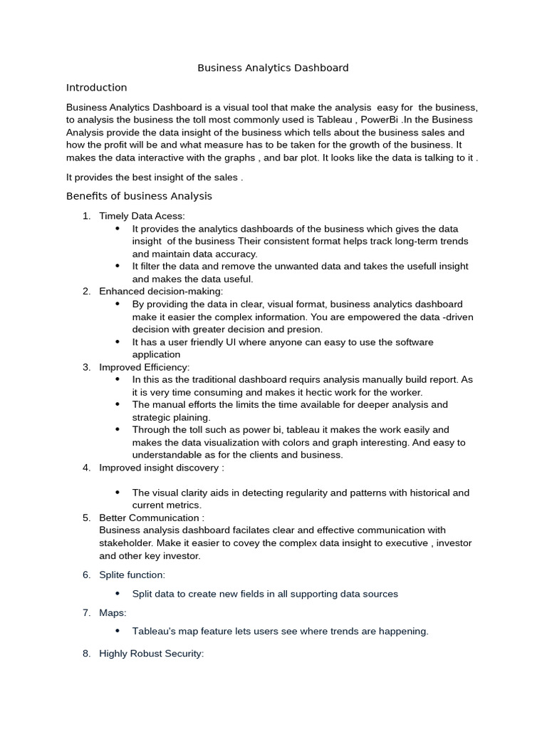 Business Analytics Dashboard Overview | PDF | Analytics | Information ...