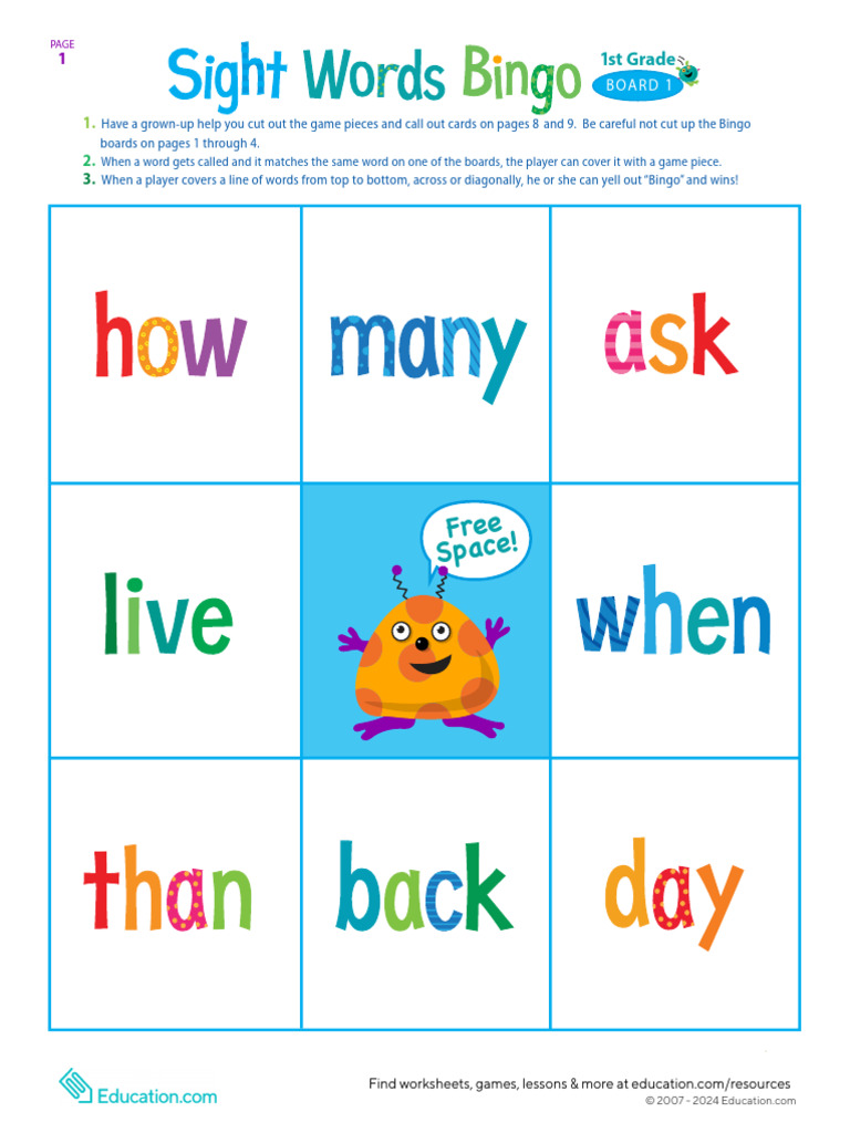 First Grade Sight Words Bingo | PDF | Chess | Chess Theory