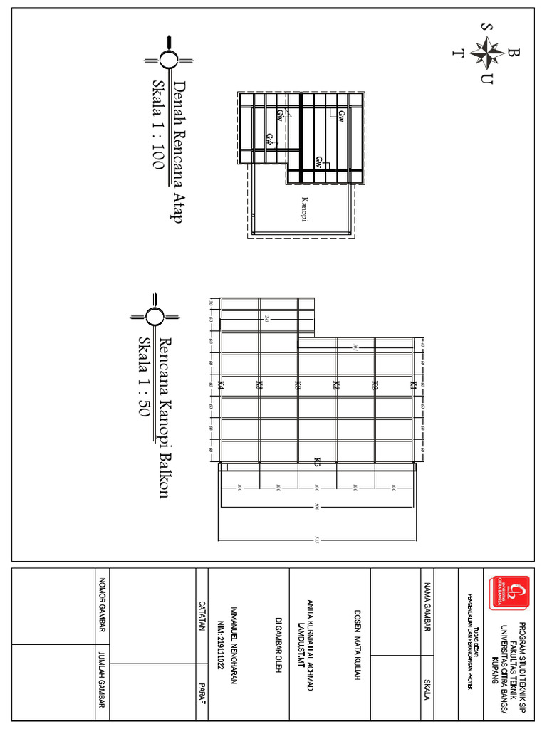 Dena Rencana Atap Dan Kanopi Balkon | PDF