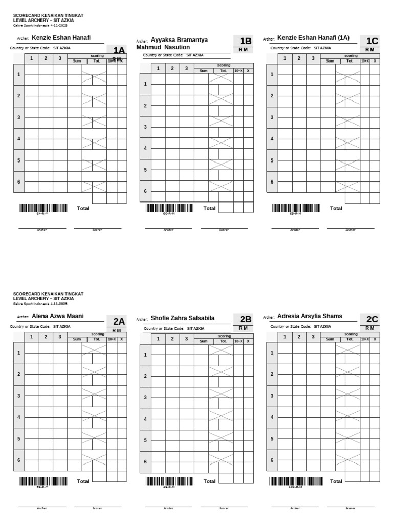 Scorecard Simulasi | PDF | Archery | Olympic Sports