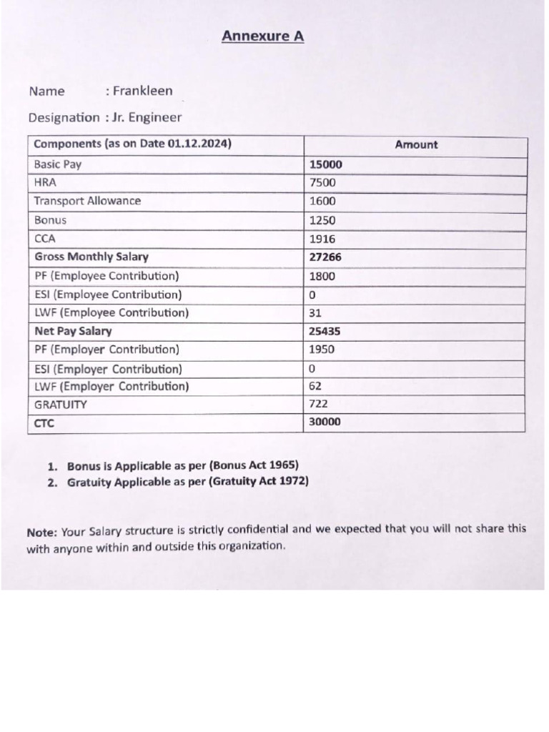 Salary Slip Format | PDF